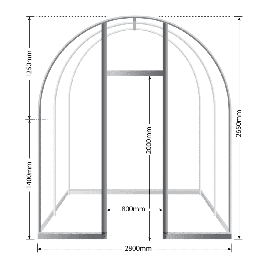 Polytunnel Kit 2.80m wide x 2.6m high - Sage Horticultural